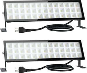 hwaysoul led shop lights 100w 10000lm 6000k super bright garage light with plug ip66 waterproof led daylight white shop lights for garage warehouses shops 2pack