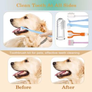 Dog Toothbrush Set,Finger Rubber Toothbrushes/Double Head Pet Tooth Brush/Triple Head Dog Toothbrushes/360º Cat Toothbrush/Multi-Angle Dental Cleaning Brushes Kit for Puppy Kitten Oral Hygiene,8 Pack