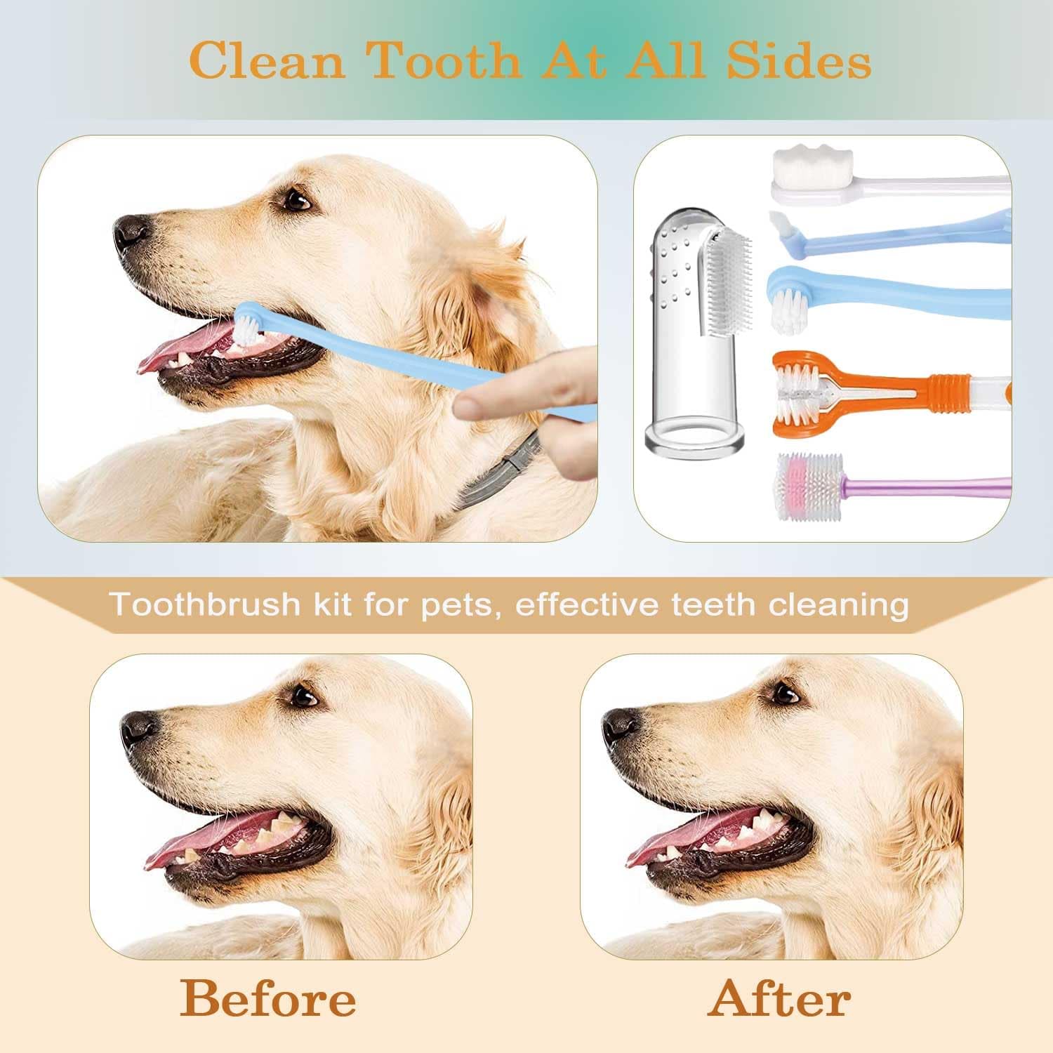 Dog Toothbrush Set,Finger Rubber Toothbrushes/Double Head Pet Tooth Brush/Triple Head Dog Toothbrushes/360º Cat Toothbrush/Multi-Angle Dental Cleaning Brushes Kit for Puppy Kitten Oral Hygiene,8 Pack