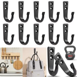 wodegift 12pcs wall hook, wall hooks for hanging, heavy duty metal coat hooks, hooks for hanging heavy duty, backpack hooks for wall,suitable for hanging coats, towel, backpack, hat,coffee mug (black)