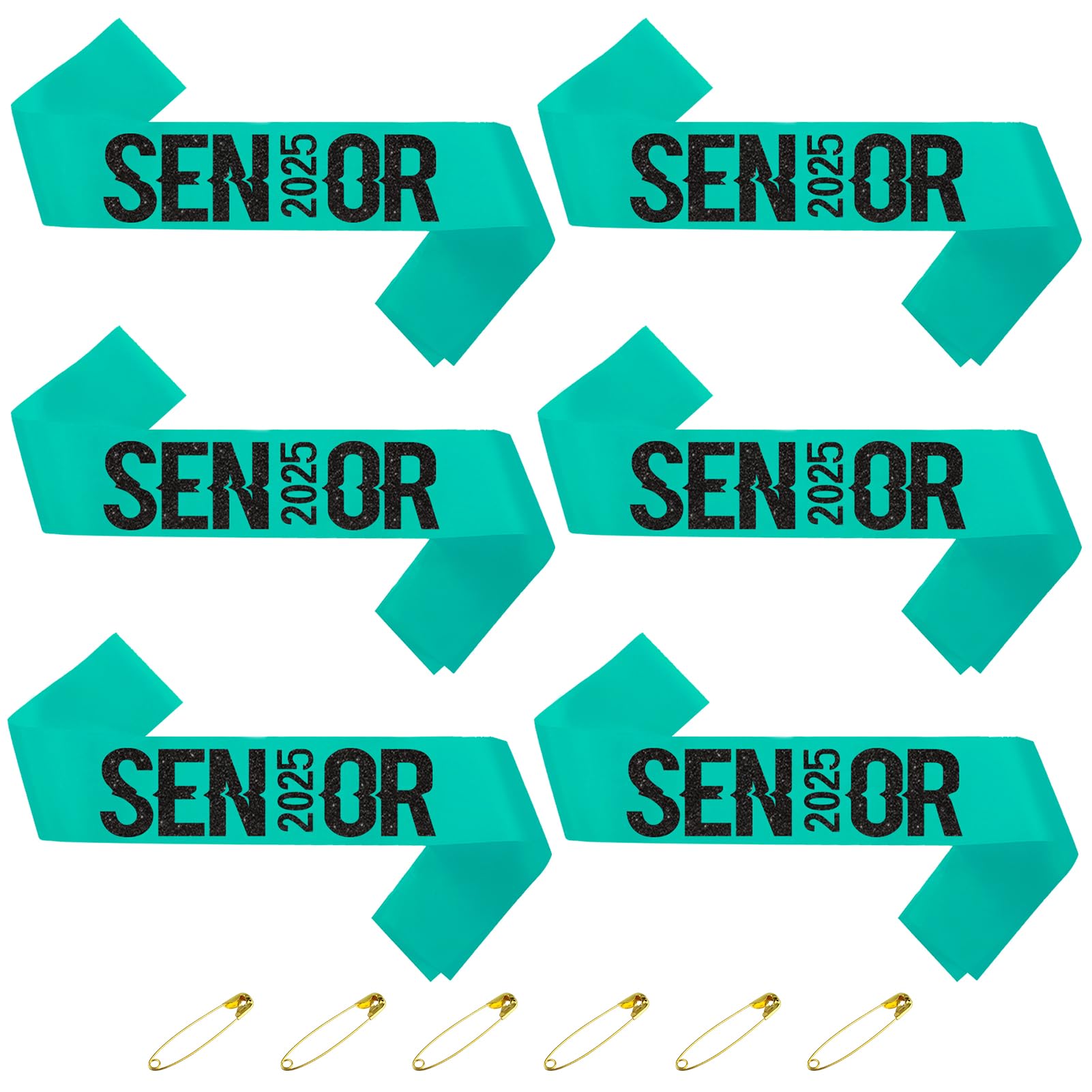 6Pcs Teal Senior 2025 Sash with Black Printing Letters, 2025 Graduation Celebrations Sashes, Class of 2025 Sash for Graduation Party, Senior Cheer Sashes, Cheerleader Sash, Class Competition Sashes