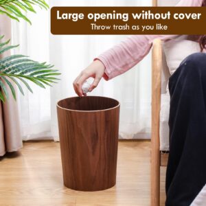 Threehoney 2 Pack 2.3 Gallons Wood Trash Can Wastebasket Natural Wood Round Wastebasket Small Trash Bin for Home, Office Under Desk, Kitchen, Bedroom, Den, Hotel,Room