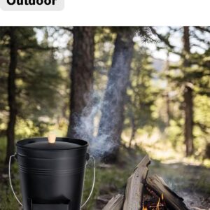 vensovo 2.5 Gallon Ash Bucket with Lid - Shovel, Broom, and Gloves, Heavy Duty Galvanized Iron, Fire-Resistant, Black Finish Perfect for Fireplaces, Fire Pits, Wood-Burning Stoves, and Grills