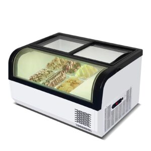 Koalalko Commercial Countertop Ice Cream Freezer Display (Small-6 Pans),Gelato Dipping Cabinet Freezer,Ice Cream Display Freezer with Led Light,Clear Top and Front Window,Fast Cooling,White