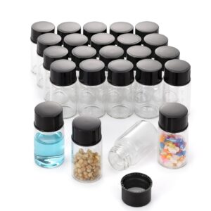 njvial 24pcs 7ml small glass vials with lids lab sample vials empty refillable perfume travel mini glass bottles with screw caps for essential oils(12pcs bottles with graduated measuring scale)