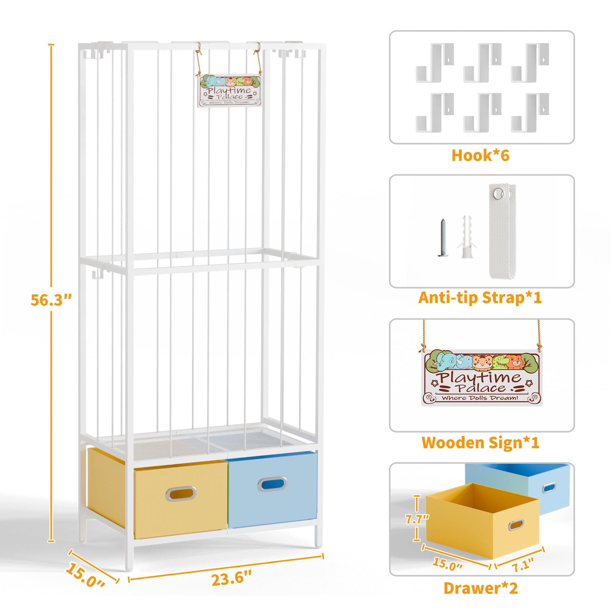 Stuffed Animal Storage Toy Organizer - Metal Kids Toy Organizers and Storage Bins, Extra Large Stuffed Animal Zoo Storage, Toys Shelf Organizer Storage for Kids Room, Nursery Play Room, Bedroom