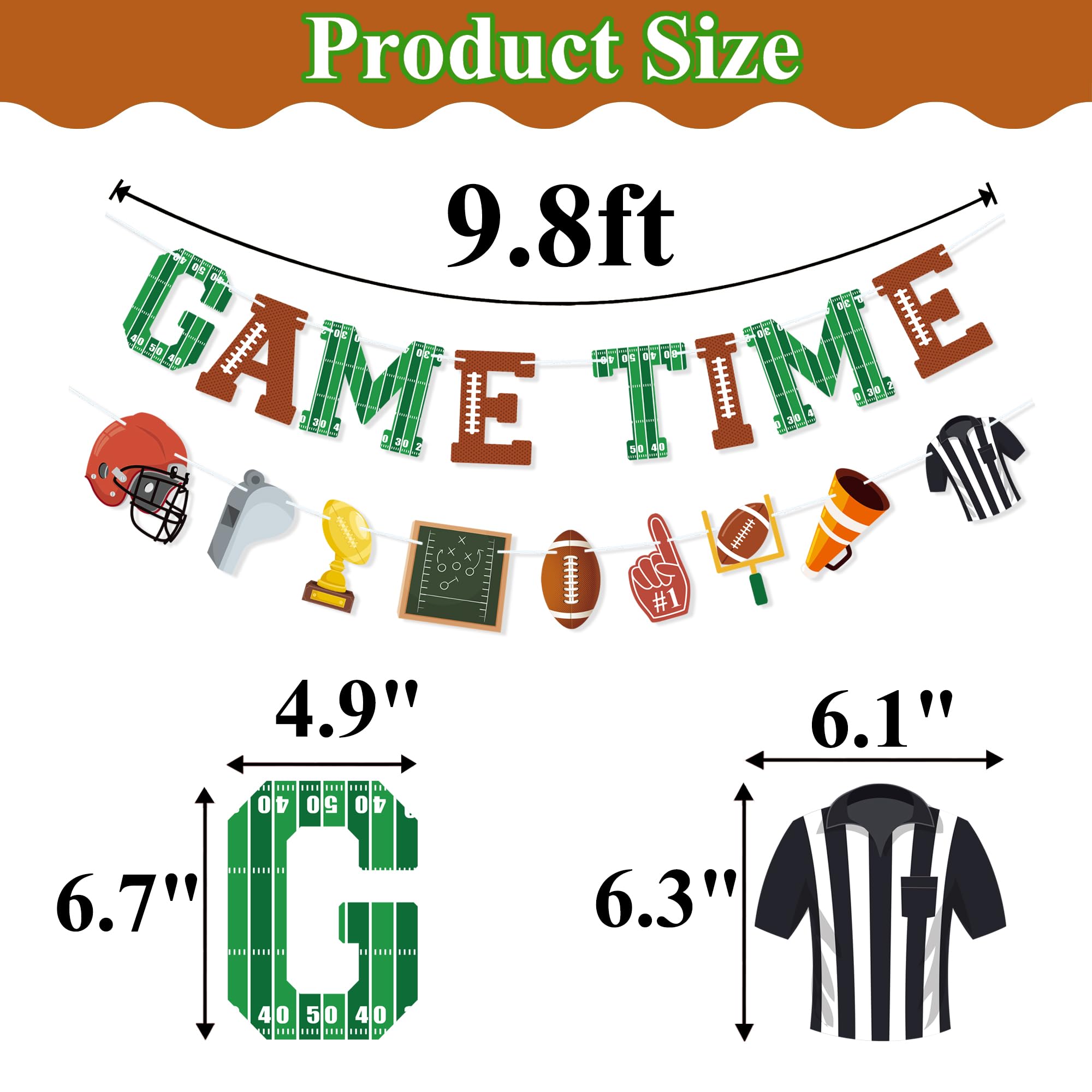 FAKTEEN Game Time Football Banner Garland Football Party Decorations Football Party Decor Sports Baby Shower Birthday Party Decorations Football Game Party Supplies