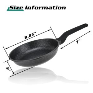 vivicreate 8 inch aluminum marble coating non stick fry pan suitable for electric induction gas stove, dishwasher machine safe