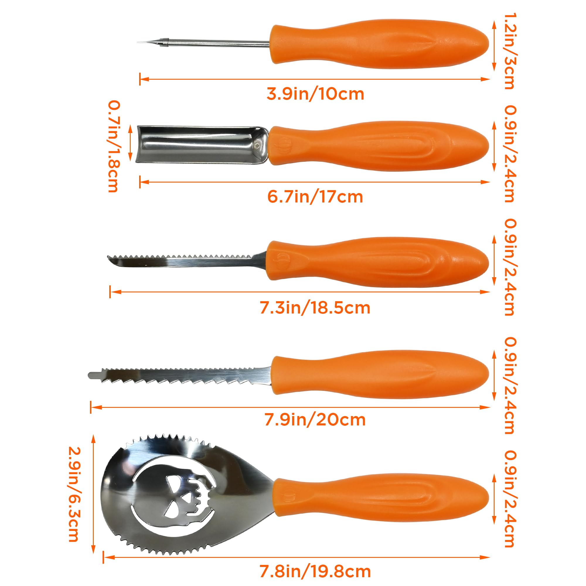 Wchiou Pumpkin Carving Kit Tools Halloween, Professional Heavy Duty Carving Set, Stainless Steel Double-side Sculpting Tool Carving Kit for Halloween Decoration Jack-O-Lanterns, Gift for Halloween.