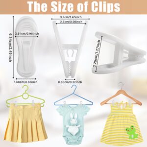 PLMMOUT White Hanger Clips 50 PCS,Velvet Hanger Clips for Plastic Hangers,Pants Hanger Clips,White Finger Clips,Plastic Hanger Clips for Skirt Pants Hangers Plastic Clothes Hangers,Strong Pinch Grip