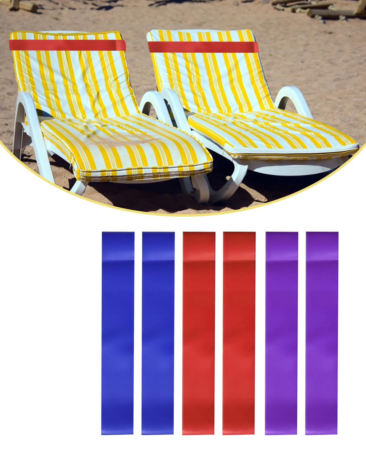 6 Pack Towel Bands for Beach, Towel Chair Clips Option for Beach