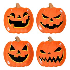 xienbloc 48pcs halloween party plates halloween party supplies paper pumpkin shape dinner plates disposable halloween birthday party supplies for kids