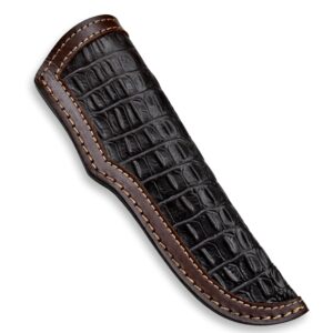 Hercules Knives Custom Premium Quality Leather Sheath Tooled Crocodile Leather Sheath/Hunting Knife Sheath Universal Leather Knife Sheath Sheath Fit up to 8.0" Blade 100% Real Laether