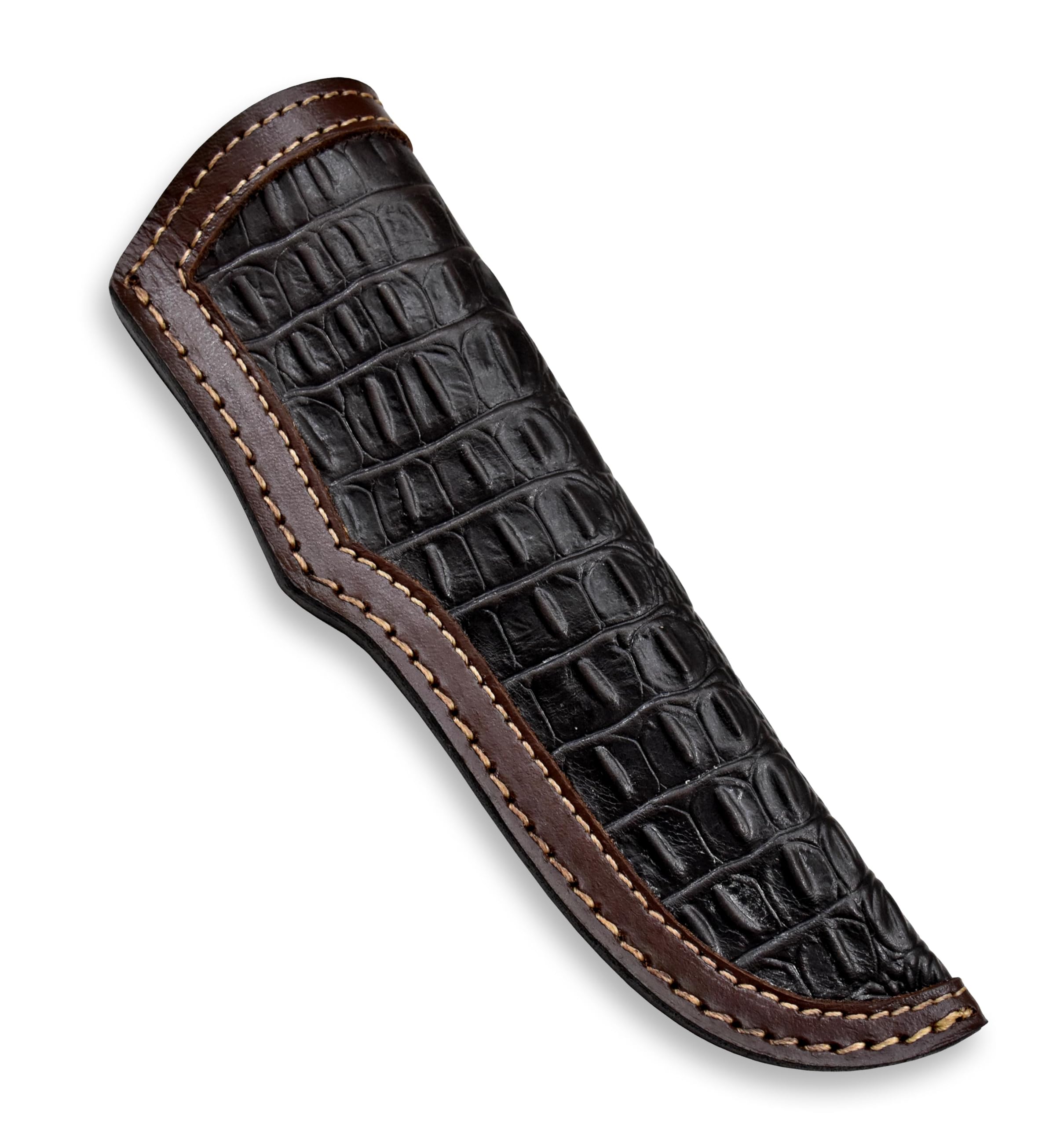 Hercules Knives Custom Premium Quality Leather Sheath Tooled Crocodile Leather Sheath/Hunting Knife Sheath Universal Leather Knife Sheath Sheath Fit up to 8.0" Blade 100% Real Laether