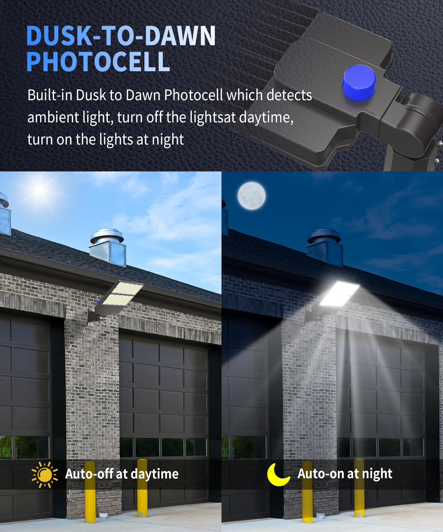 Dimgogo LED Parking Lot Light - 300W Street Lights Dusk to Dawn Outdoor Lighting Commercial with Photocell, 6500K LED Flood Light Outdoor Waterproof with Arm Mount