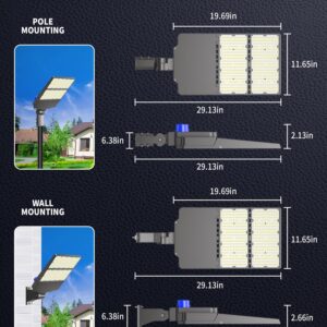 Dimgogo LED Parking Lot Light - 300W Street Lights Dusk to Dawn Outdoor Lighting Commercial with Photocell, 6500K LED Flood Light Outdoor Waterproof with Arm Mount