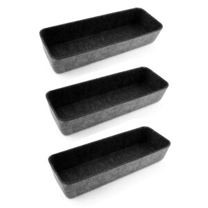 three by three seattle felt·like·it! 10.5 x 3.5 inch felt storage bin for office, craft room, classroom, living room, bedroom storage, 3 pack (charcoal)