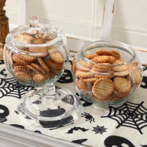 Halloween Decorations-2 PCS Glass Pumpkin Jars with Lid-Halloween Candy Storage for Home Fall Thanksgiving Halloween Party Centerpieces Decor