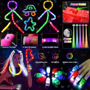 SHQDD New Year Party Favors for Adults Kids, Glow Party Favors, Neon Light Up Party Favors 27 Rave Accessories, 56 LED Light Up Toys, 100 Glow Sticks Bulk Party Pack,Glow in the Dark Party Supplies