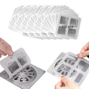 disposable hair drain stickers,100 pcs floor drain sticker, disposable shower drain cover hair catcher shower drain mesh stickers, sewer filter screen, bathroom, laundry, bathtub, kitchen, sink