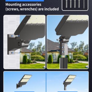 Dimgogo LED Parking Lot Light - 300W Street Lights Dusk to Dawn Outdoor Lighting Commercial with Photocell, 6500K LED Flood Light Outdoor Waterproof with Arm Mount