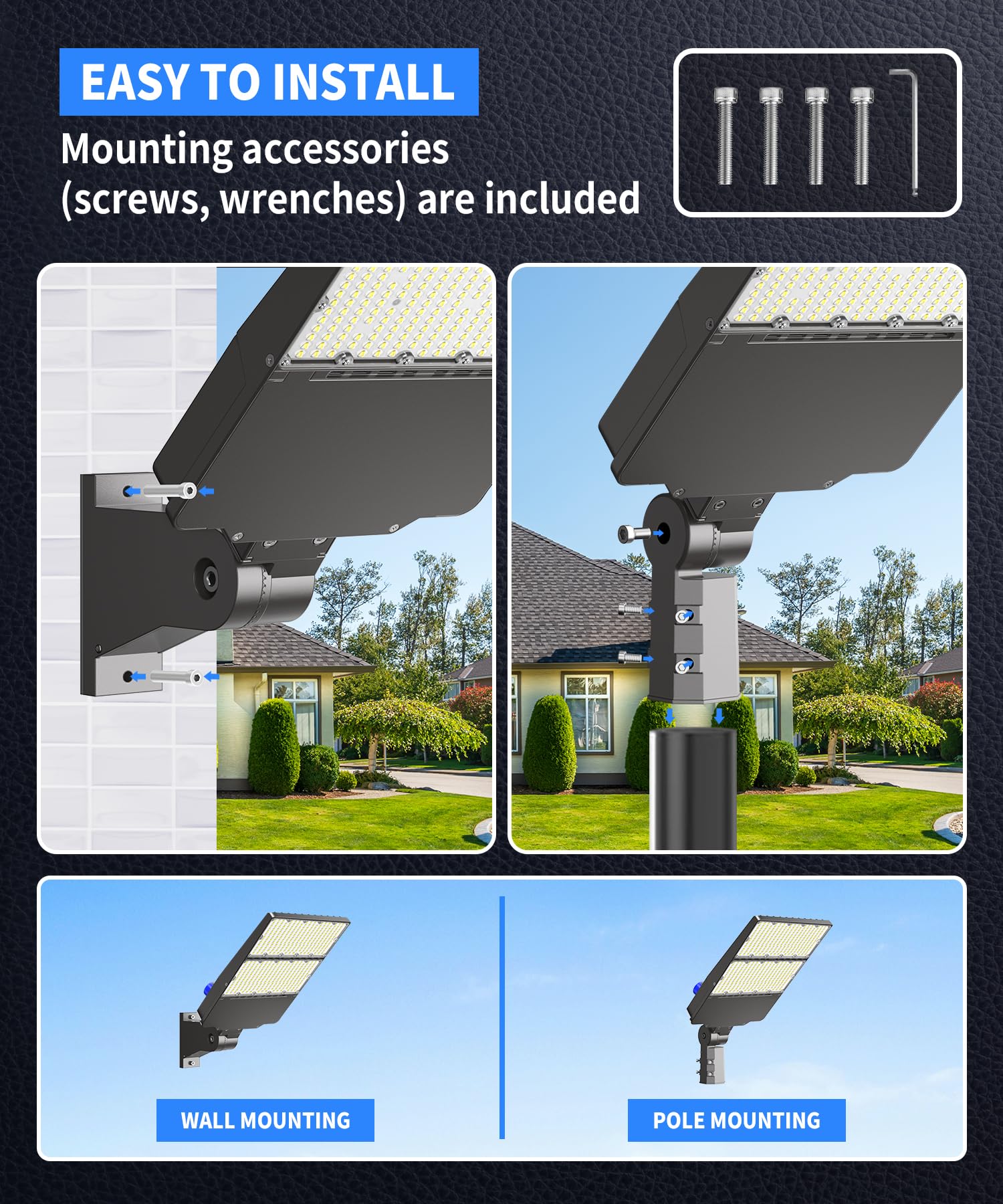 Dimgogo LED Parking Lot Light - 300W Street Lights Dusk to Dawn Outdoor Lighting Commercial with Photocell, 6500K LED Flood Light Outdoor Waterproof with Arm Mount