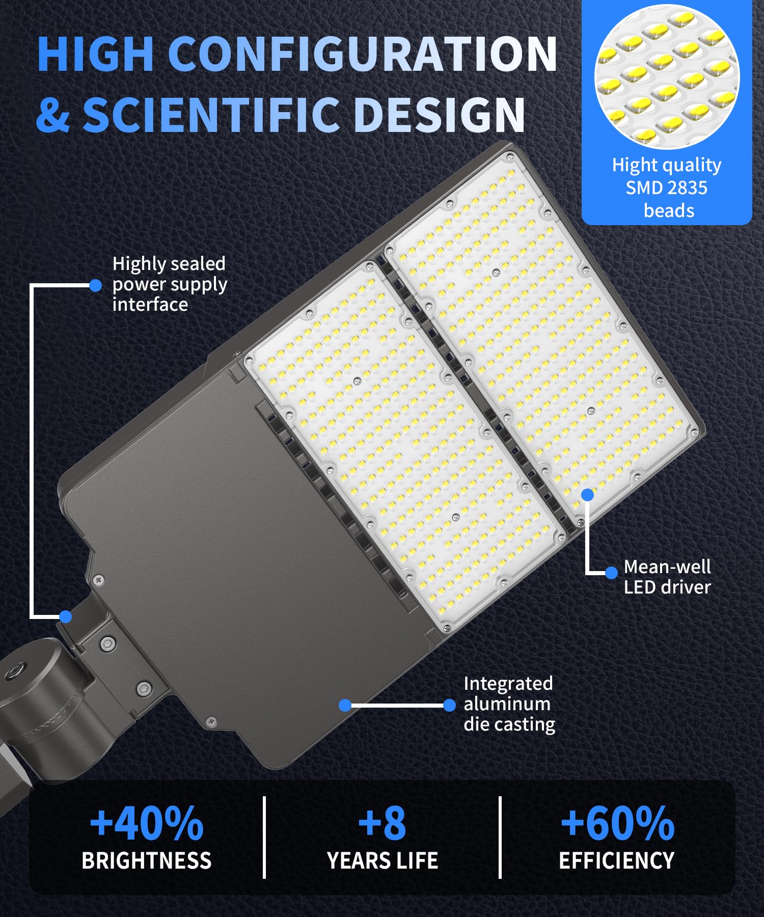 Dimgogo LED Parking Lot Light - 300W Street Lights Dusk to Dawn Outdoor Lighting Commercial with Photocell, 6500K LED Flood Light Outdoor Waterproof with Arm Mount