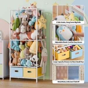 Stuffed Animal Storage Toy Organizer - Metal Kids Toy Organizers and Storage Bins, Extra Large Stuffed Animal Zoo Storage, Toys Shelf Organizer Storage for Kids Room, Nursery Play Room, Bedroom