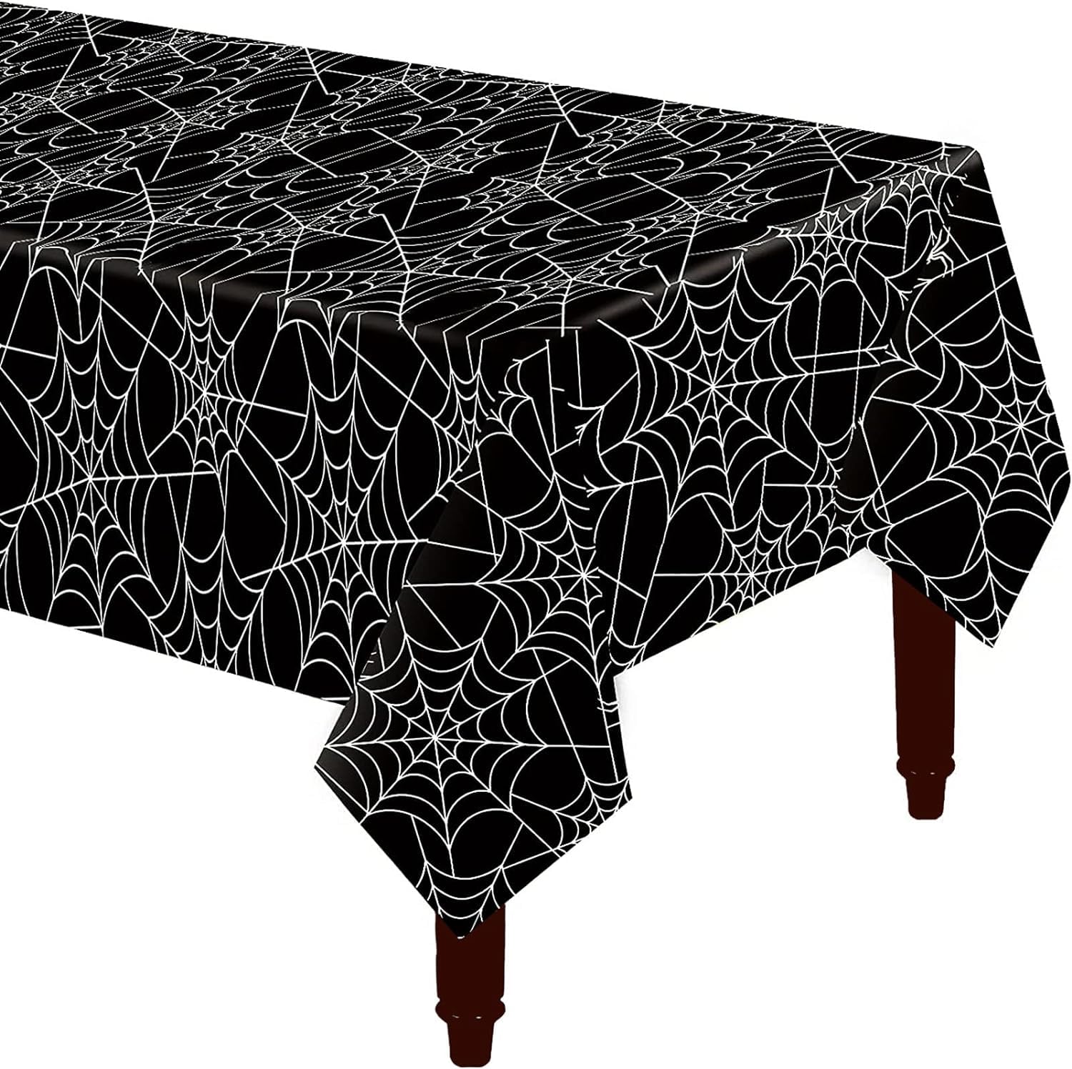 Emopeak Halloween Black Spider Tablecloth 54" x 108", Spider Web Rectangular Decorations Table Cover Spillproof Washable Table Topper Perfect for Halloween Decoration, Dinner Parties