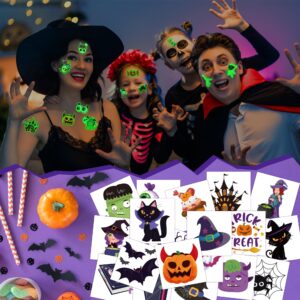 MDDRUIQI Glow Halloween Tattoos for Kids - 80 Styles,2 inch Halloween Party Favors - Halloween Games Treats Toys Bulk - Halloween Gifts Crafts Party Supplies | Goodie Bag Fillers