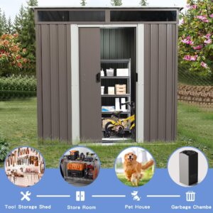 6X5 FT Outdoor Storage Shed, Waterproof Metal Garden Sheds with Lockable Door, Steel Tool Storage Buildings Shed & Outdoor Storage House for Garden, Backyard, Patio, Lawn, Trash Cans(Gray)