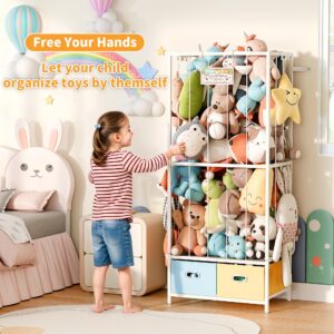 Stuffed Animal Storage Toy Organizer - Metal Kids Toy Organizers and Storage Bins, Extra Large Stuffed Animal Zoo Storage, Toys Shelf Organizer Storage for Kids Room, Nursery Play Room, Bedroom