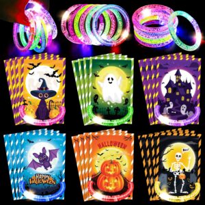 24 pack halloween party favors bracelets glow in the dark bracelets, halloween treats party favors light up bracelet halloween glow sticks bracelet for non candy treats halloween party supplies