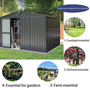 Outdoor Storage Sheds, 10' x 8', Patio Sheds, Garden Storage Cabinets, for Backyard, Terrace, Black