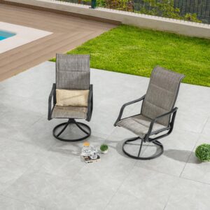 LOKATSE HOME 2 PCS Outdoor Patio Swivel Dining Set with Textilene High Back for Backyard Deck Lawn and Garden, Grey