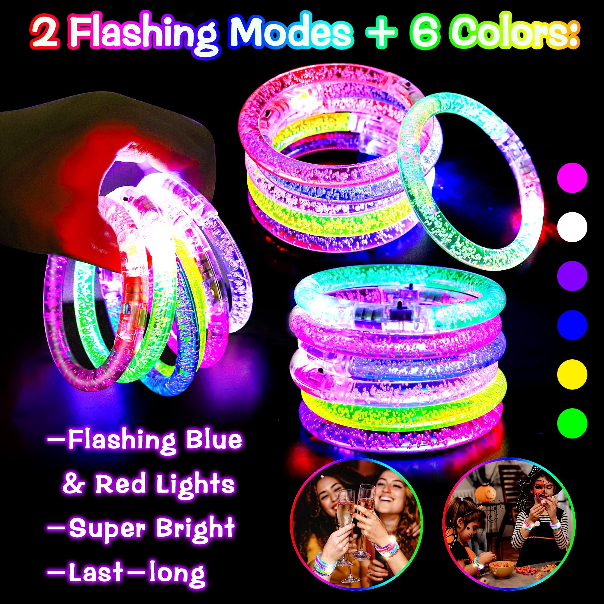 24 Pack Halloween Party Favors Bracelets Glow in the Dark Bracelets, Halloween Treats Party Favors Light Up Bracelet Halloween Glow Sticks Bracelet for Non Candy Treats Halloween Party Supplies