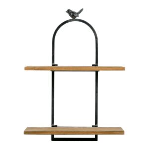 synovana 2 tier decorative industrial floating shelf wall storage shelves bird decor wall mounted shelf foldable hanging metal shelves rack for living room bedroom bathroom