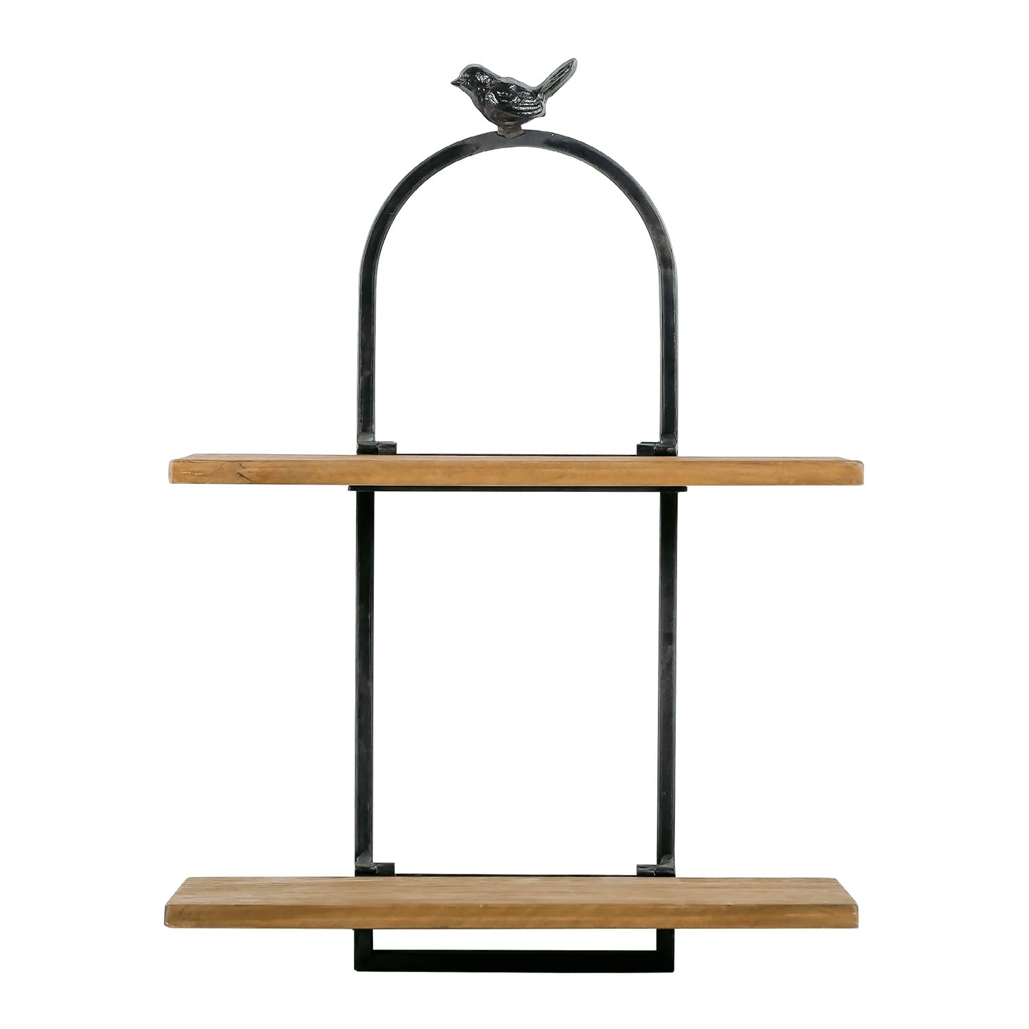 Synovana 2 Tier Decorative Industrial Floating Shelf Wall Storage Shelves Bird Decor Wall Mounted Shelf Foldable Hanging Metal Shelves Rack for Living Room Bedroom Bathroom