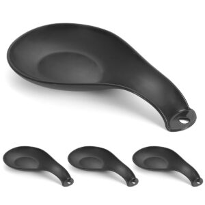 reanea black plastics spoon rest 4 piece, spoon holder for stove top, kitchen utensils holder for ladles, tongs, spatula, stove spoon holder, dishwasher safe