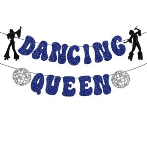 glitter dancing queen 17th birthday party decorations banners, blue mamma mia dance bachelorette party decor supplies, disco ball banner for bridal shower wedding party