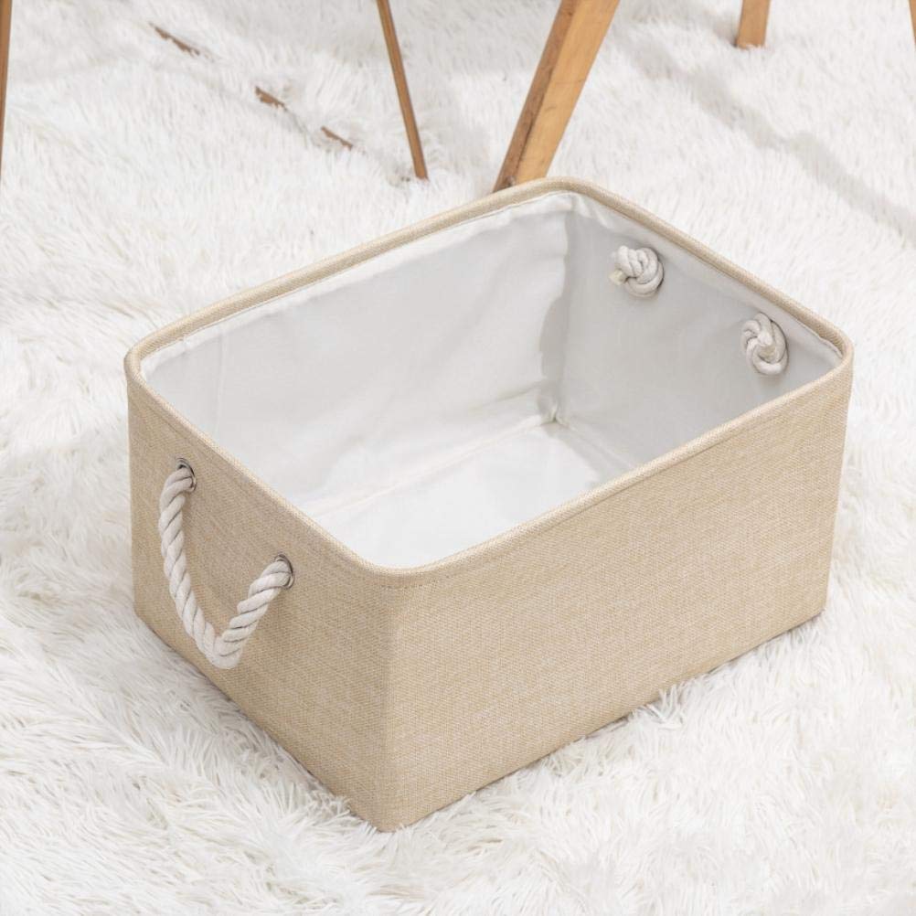 Basket Organizer Folding Storage Basket Foldable Cotton Linen Storage Box Bins Fabric Organizer Home Office Bedroom Closet Toys Laundry Basket 41 * 31 * 2CM Daily necessities (F)