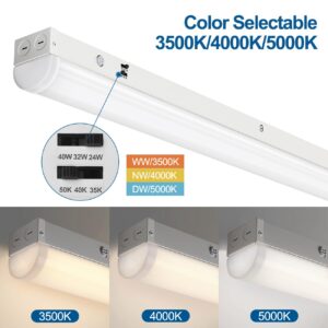 DAKASON 4FT LED Linear Light Fixture, 4 Foot LED Shop Lights 40/32/24W 35/40/5000K CCT Selectable, 4Feet Commercial Bay Lighting Fluorescent Tube Replacement for Office Garage 4 Pack