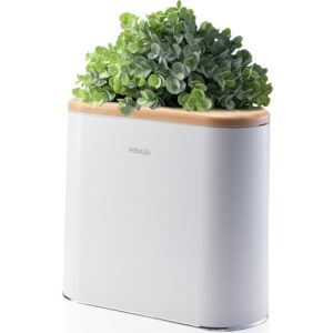 yatmung 2.5 gal bathroom trash can with lid - plant styled hidden garbage can - cute trash bin for room - slim, plastic - narrow bedroom trash can decorative