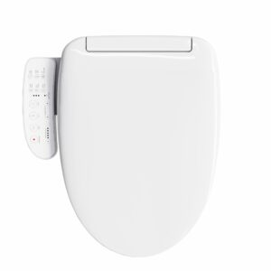 horow b0403 elongated bidet toilet seat, soft closing adjustable heated seat fits for t0338w toilet, electronic smart seat with warm air dryer and led night light, white side arm control