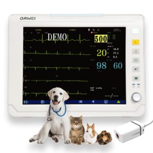 12.1-inch display pet vet patient monitor multiparameter icu machine with etco2, veterinary ecg, spo2.hr, nibp, resp, temp for cat, dog, mouse, animals use