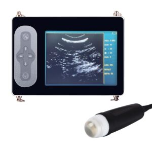 veterinary ultrasound scanner for bovine, with 3.5mhz waterproof mechanical sector probe for dog cat cattle sheep horses farmscan, 5.6 inch color waterproof display screen lcd