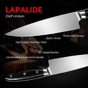 LAPALIDE Chef Knife, 8" Professional Kitchen Knife, High Carbon Stainless Steel Chef's Knives, Ultra Sharp Kitchen Knife with Ergonomic Handle, Exquisite Box for Family & Restaurant