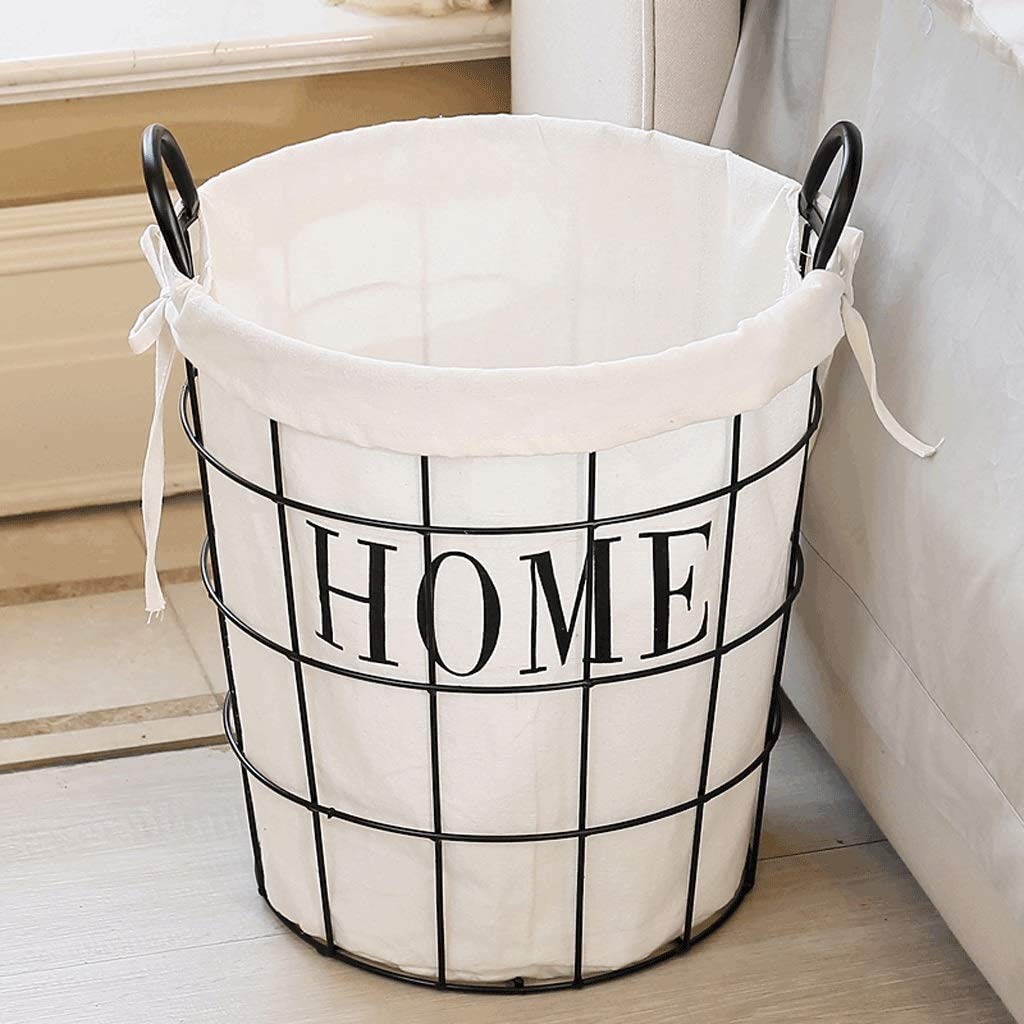 EVXOIJM Fabric Hamper Nordic Wrought Iron Toy Storage Basket Large Laundry Basket Home Storage Bucket Simple Dirty Clothes