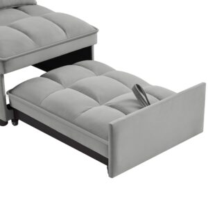 ACQCA 3 in 1 Convertible Sleeper Sofa Chair, Velvet Tufted Single Pull Out Couch Bed with Adjustable Backrest and Pillow