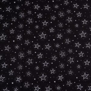 ahandmaker white stars upholstery fabric by the yard, night sky fabric, star night sky concept astronomy decorative fabric for clothing accessories, diy art craft, 1.12 yard, black